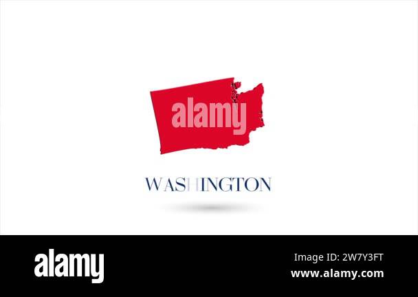 3d animated flat map showing the state of Washington from the United ...