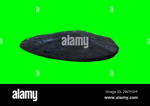 Futuristic alien sci fi ship isolate on green screen. Realistic 4k ...