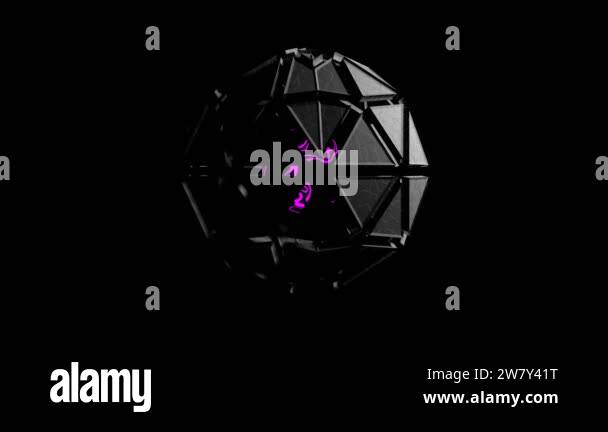 4K Sci-Fi Fusion Core 3D Animation. Vj Loop. Rotation of a black metal sphere Stock Video ...