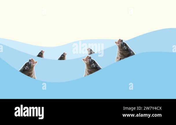 Sea, ocean pollution concept. Contemporary art collage, modern creative ...