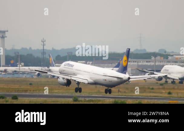 Touching the plane while landing, rear view Stock Video Footage - Alamy