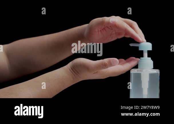 Man using hand sanitizer rub alternative to washing hands, washing ...