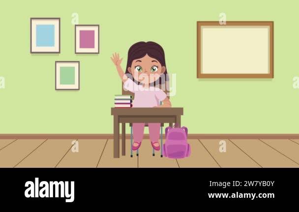 little girl in classroom character animation Stock Video Footage - Alamy