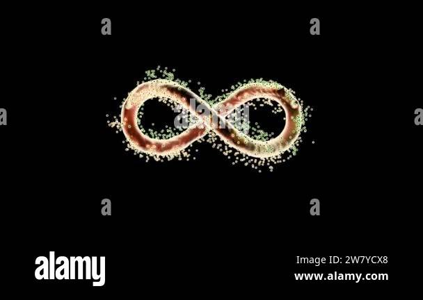 Infinity sign with the endless flowing energy isolated on a black ...