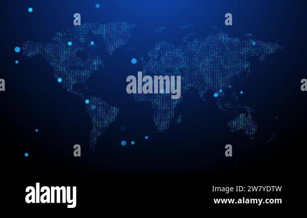 4K World map Digital Global communication technology, Business Loop ...