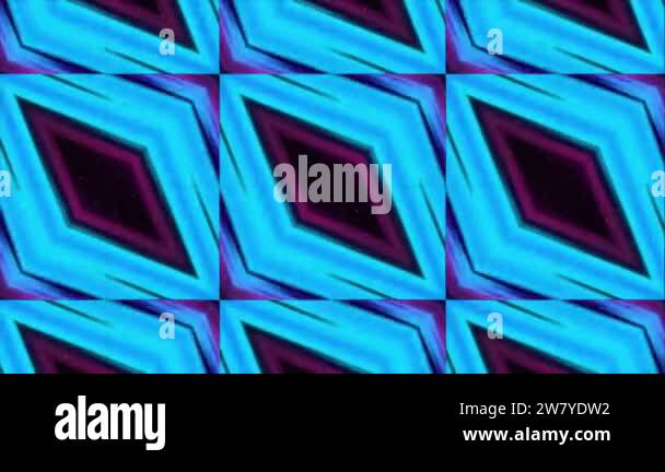Graphic pattern of rhombus shapes blinking and changing blue and pink ...