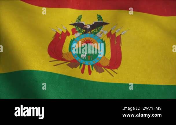 Flag of Bolivia waving in the wind. Sign of Bolivia seamless loop ...