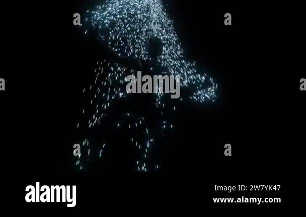 Abstract visualization of a nightmare with a man or woman falling down ...