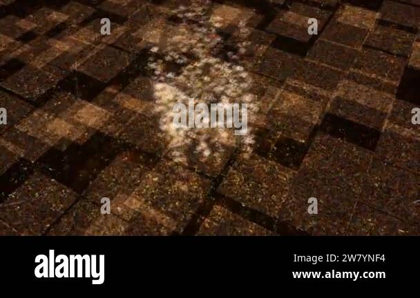 Flying flickering particles and impulses and a wifi sign or internet ...