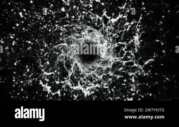 Super slow motion of splashing water rotation isolated on black ...