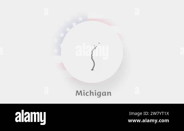 Michigan State of USA. Animated map of USA showing the state of ...