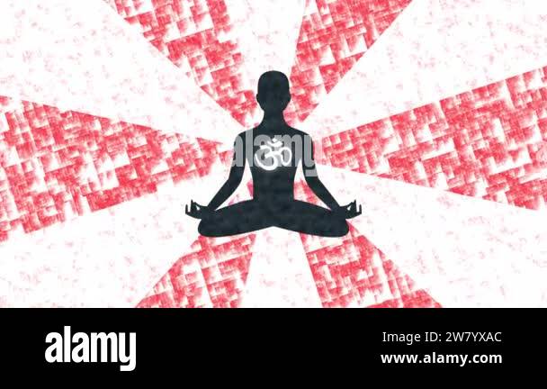 Meditating human figure in lotus pose with Hindu spiritual sign OM ...