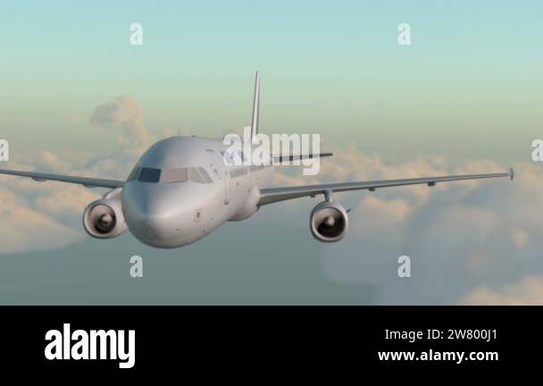 Passenger airbus a321 flying in the clouds. Realistic 3d CG animation ...