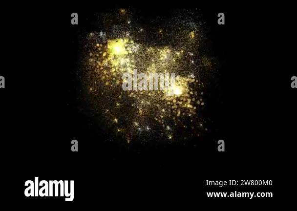 Golden glitter background in slow motion Beautiful transition gold particles flying in wind ...