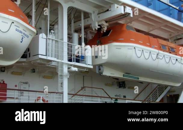 Lifeboat life raft liferaft boat ship equipment raft Stock Videos ...