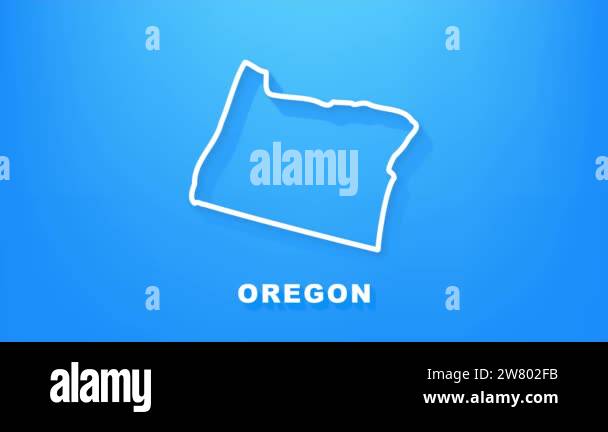 Neon animated map showing the state of Oregon from the united state of ...
