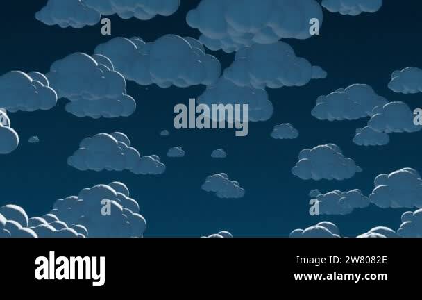 Cartoon flying clouds in the night sky. 3d animation with alpha-matte channel Stock Video ...
