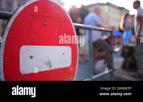 Stop, no entry. stop sign. red brick. Stop road sign. Do Not enter sign ...