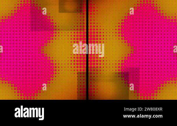 Animation of split screen with grey squares and pink pixels changing ...