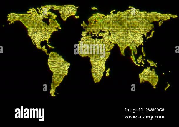 World map flickering looping animation.Waving and flickering.Connecting ...