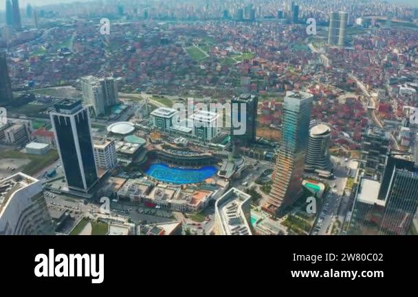 Skyscrapers and slums in Istanbul, Turkey. View of the Atasehir ...