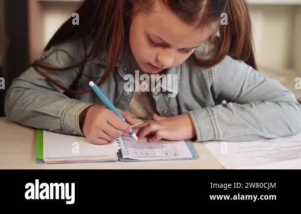 school education handwriting practice girl pupil Stock Video Footage ...