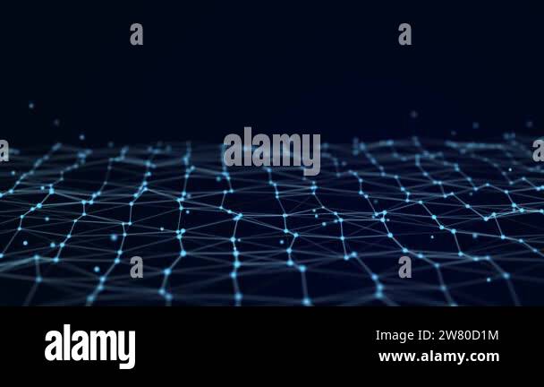 Hexagonal digital communication structure. Connection of dots and lines ...