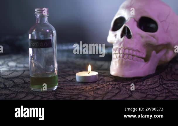 Witches potion with human skull Stock Video Footage - Alamy
