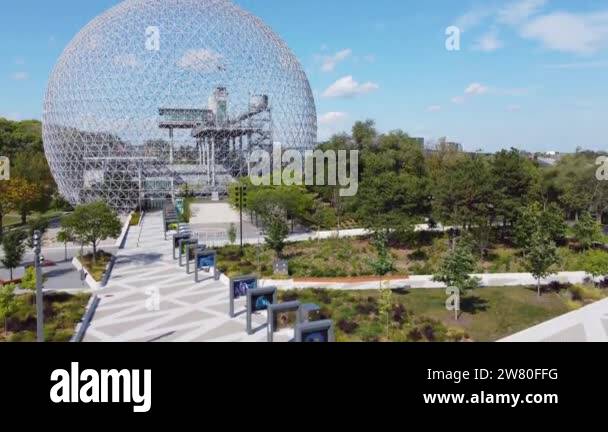 Montreal Biosphere in summer. Jean-Drapeau park, Saint Helens Island. A ...