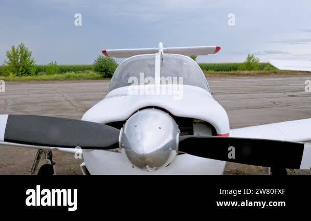 Screw aircraft. Retro plane. close-up. Retro airplane propeller. front ...