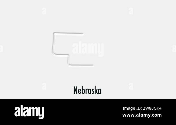 Abstract line animation Nebraska State of USA on hexagon style ...