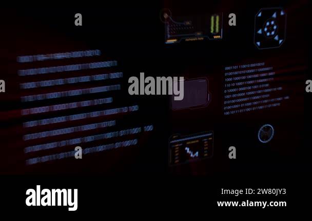 High tech UI of bars charts and graphs animation with dark theme blue ...