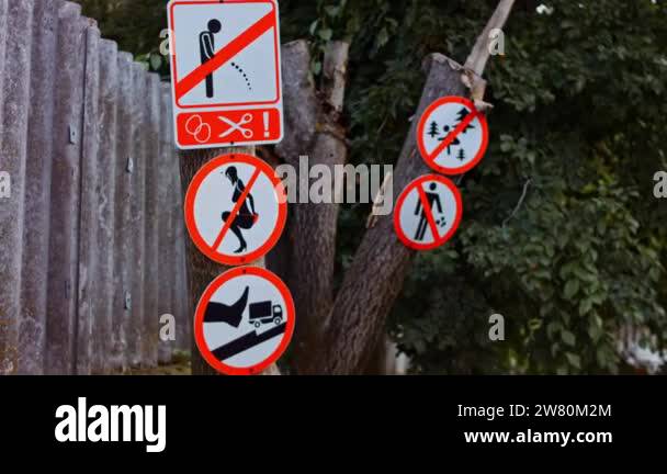 Funny road signs. The toilet is not here, it is forbidden to urinate ...