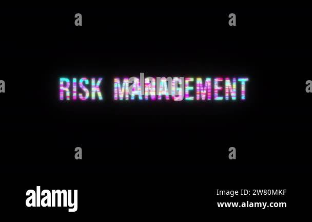 RISK MANAGEMENT colorful glitch text effect 3D tube animation loop with ...