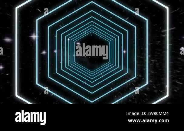 Digital animation of hexagonal shapes in seamless motion against ...