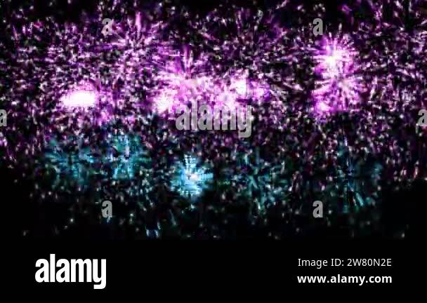 Concept 10-F1 View of the realistic fireworks in the night sky with ...