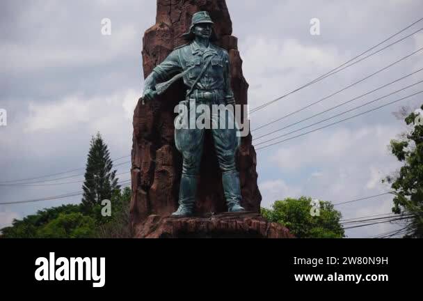 Kediri-Syu (PETA) monument in Kediri. The statue holding sword and ...