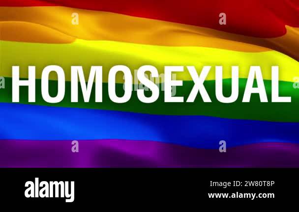 Homosexual text on Pride flag seamless loop. homosexual concept flag ...