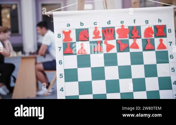 chess. close-up. people play chess on chess board at the chess table ...