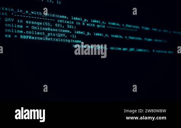 3D Hacking code data flow stream on black . Screen with typing coding ...