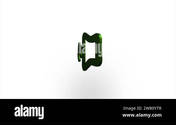 Green audio voice sound icon flipping, rotation. Elegant 3d realistic ...