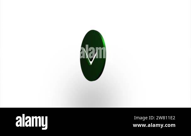 Green check mark icon flipping, rotation. Elegant 3d realistic light ...