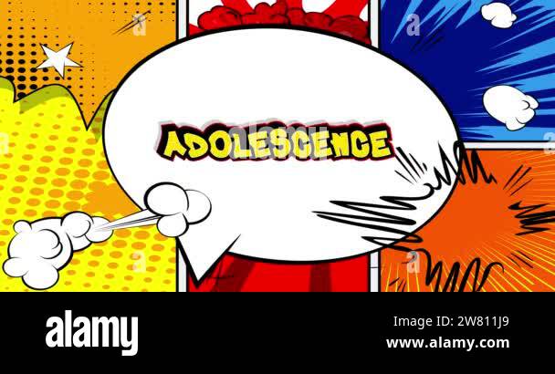 Adolescence. Motion poster. 4k animated Comic book word text moving ...