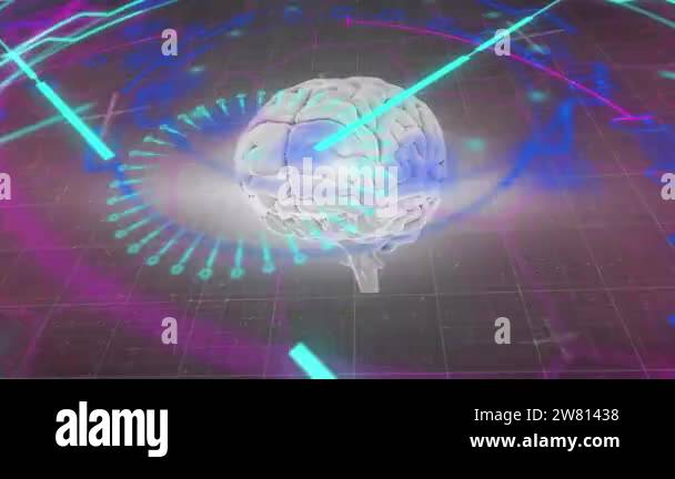 Animation of scope scanning over digital brain. communication ...