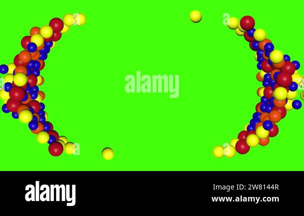 Abstract 3D colored balls animation on green screen chroma key, shape ...