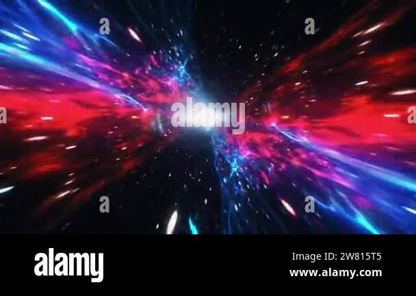 Abstract Interstellar flight, time travel jump in red blue hyper space ...