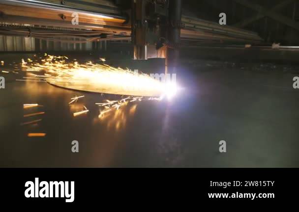 Plasma cutting of metal plate with a cnc. Manufacturing a workpiece ...