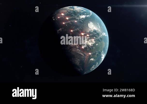 Planet Earth Covered in Large Forest Fires and Dark Smoke due to ...