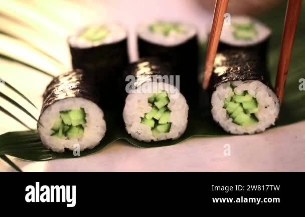 mini kappa maki Roll Sushi tropical leaves still life white boards for ...