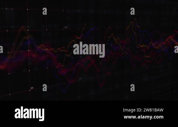 Wave stock markets dark chart 3d loop animation. Different market ...